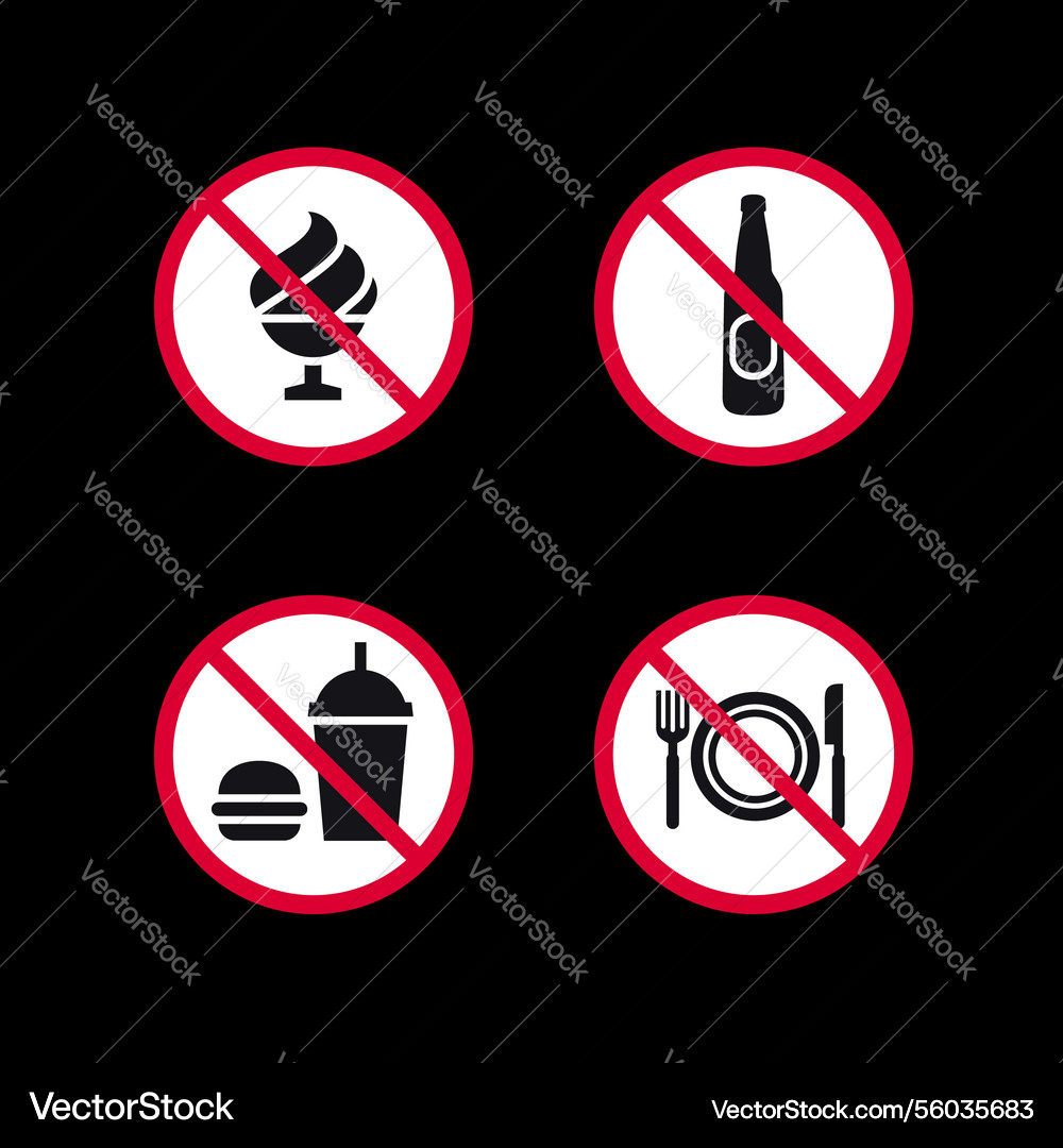 Prohibited signs forbidden round stickers set Vector Image