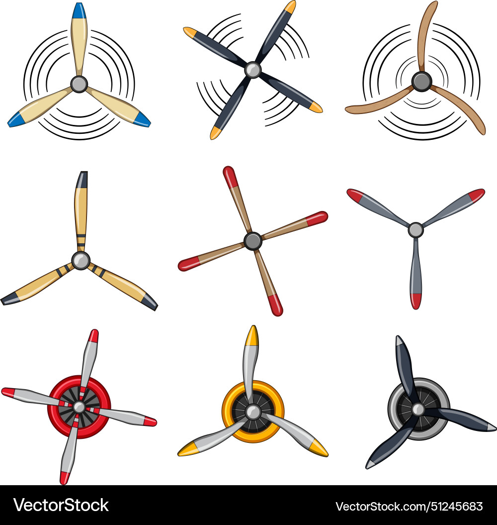 Propeller set cartoon Royalty Free Vector Image