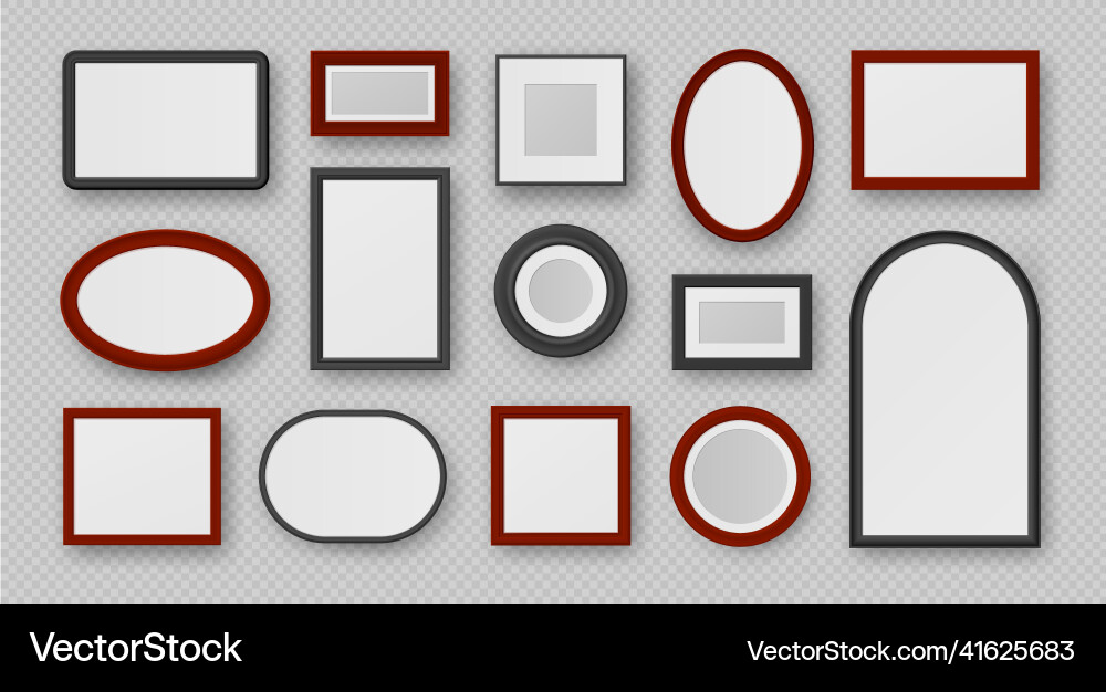 Realistic black oval round square and rectangle Vector Image