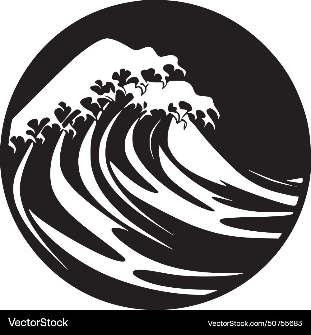 Wave - black and white isolated icon Royalty Free Vector