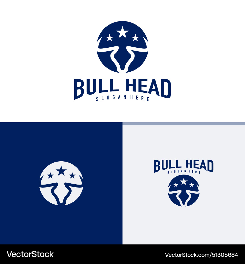 Bull head logo design Royalty Free Vector Image