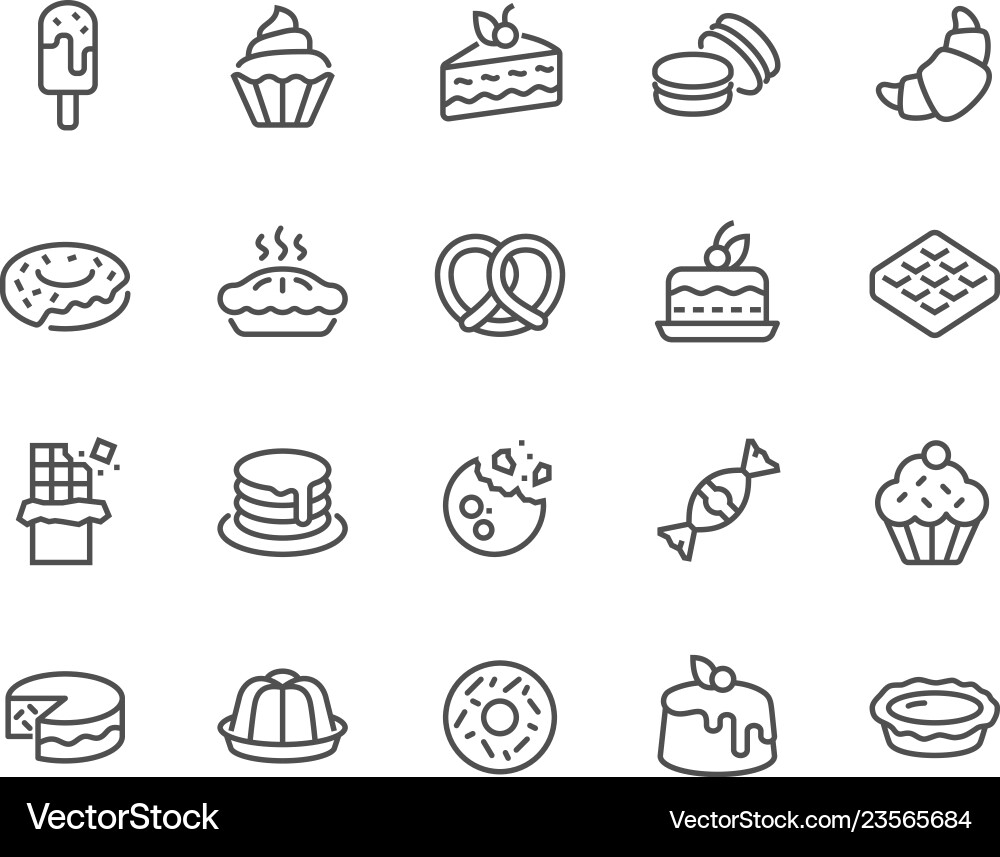 Line dessert icons Royalty Free Vector Image - VectorStock
