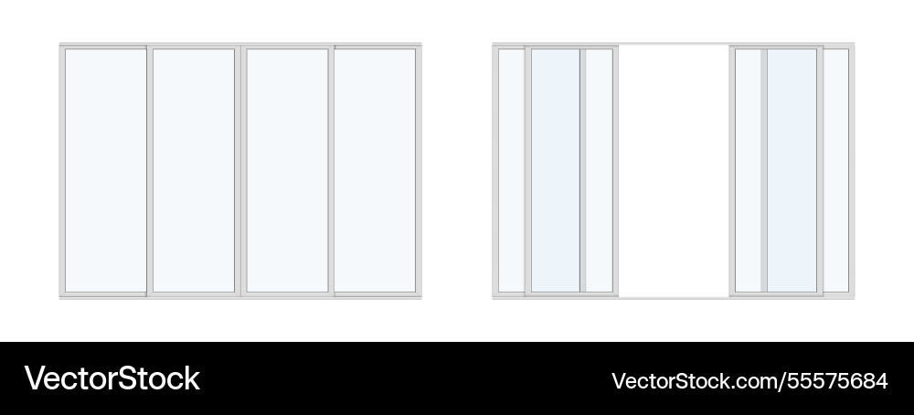 Panoramic windows plastic frames with glass Vector Image