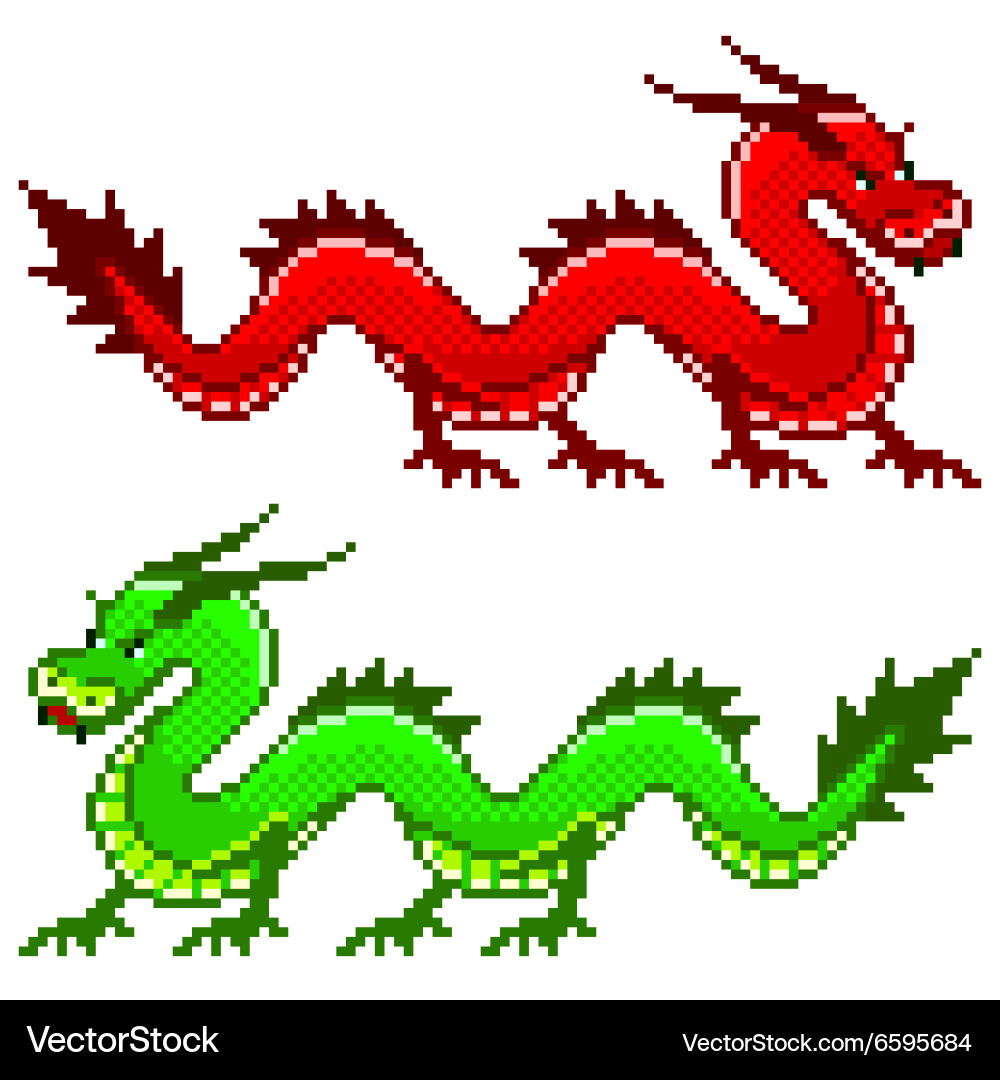 Pixel dragon isolated Royalty Free Vector Image