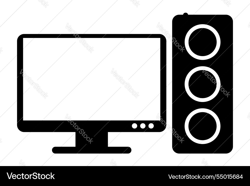 Powerful gaming computer icon desktop Royalty Free Vector