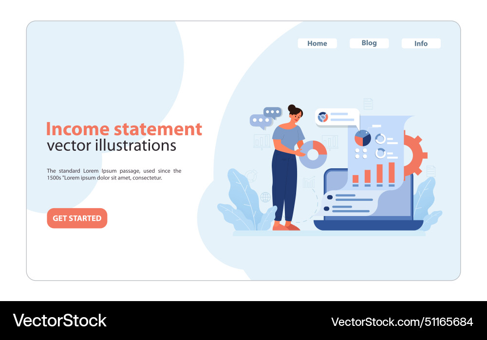 Professional reviewing an income statement Vector Image
