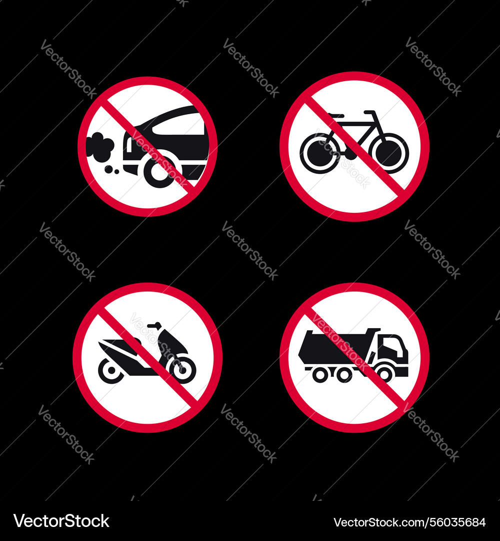Prohibited signs forbidden round stickers set Vector Image