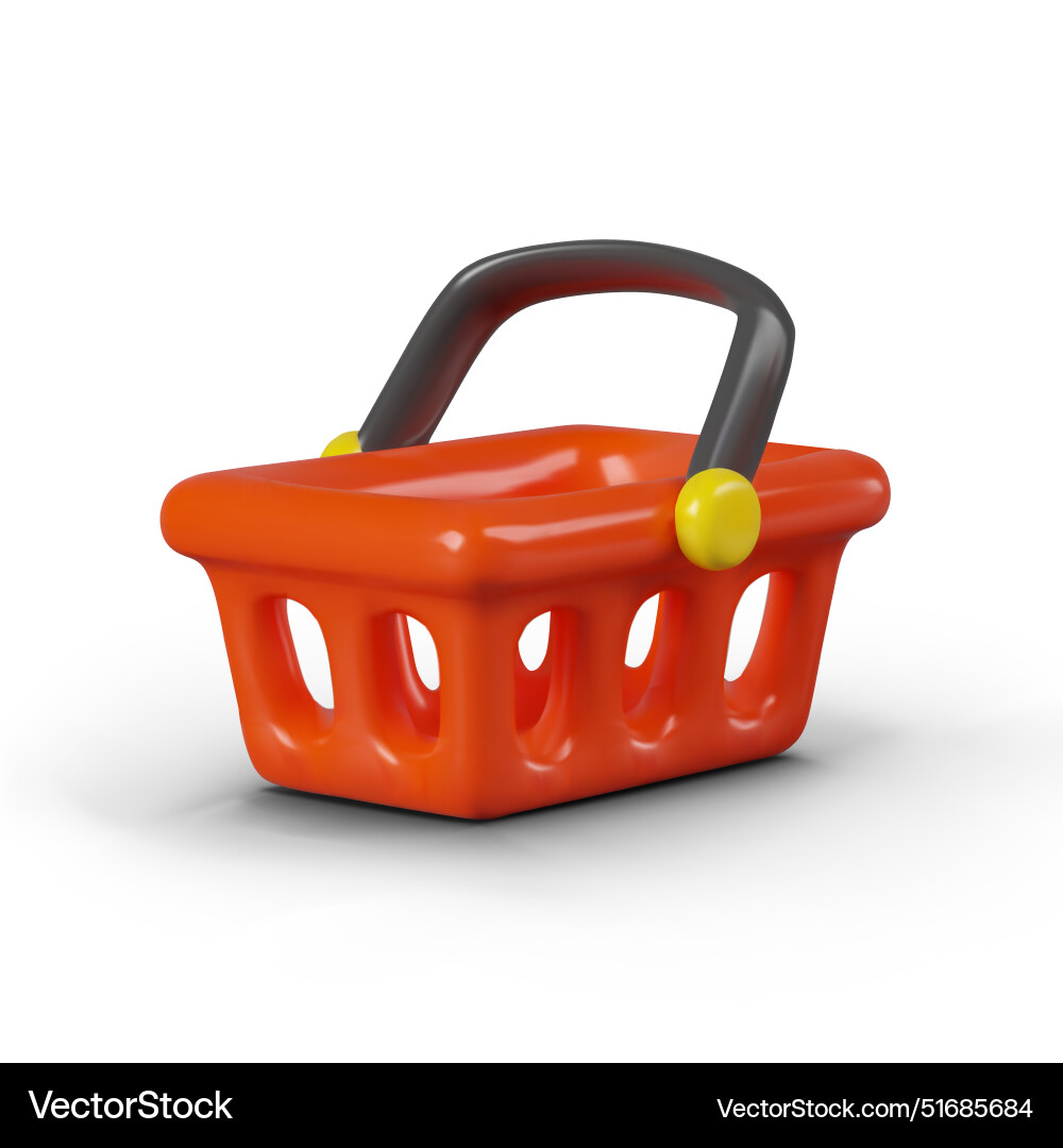 Realistic red shopping cart empty plastic Vector Image