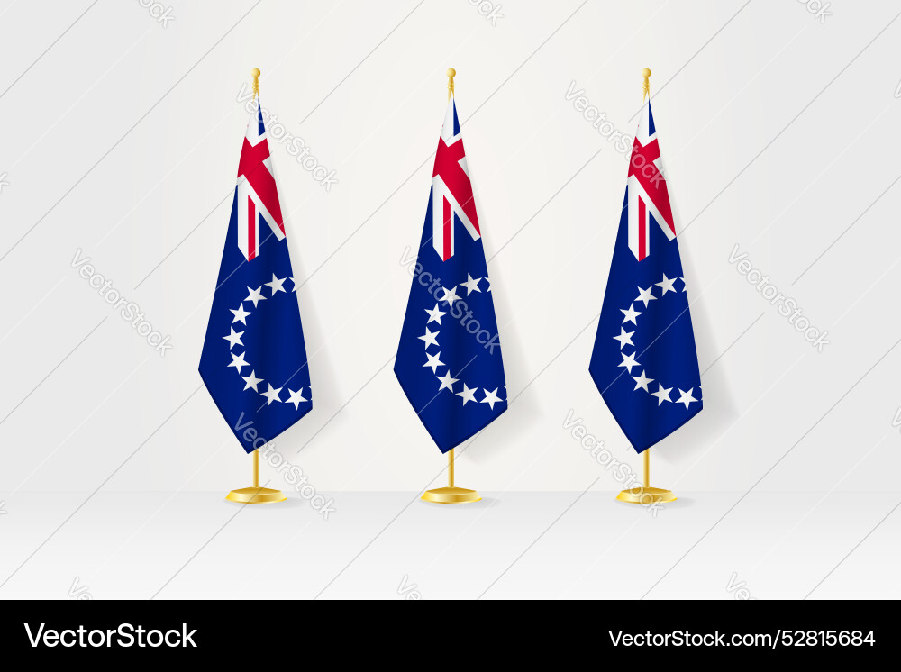 Three cook islands flags in a row on a golden Vector Image