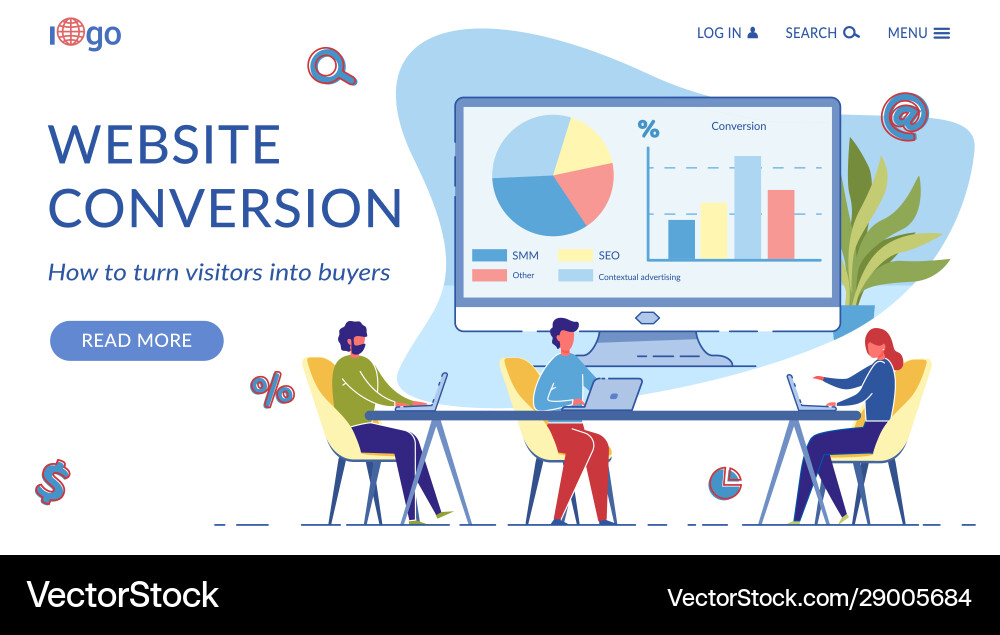 Website conversion landing page flat template Vector Image
