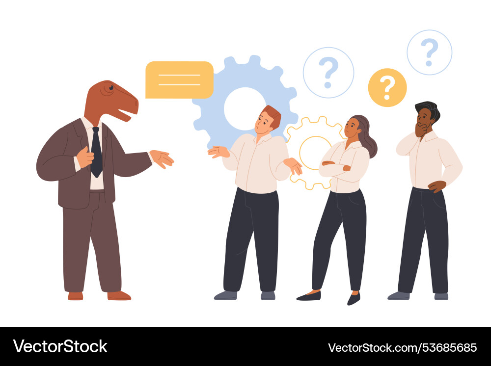 Corporate dinosaur outdated management method Vector Image