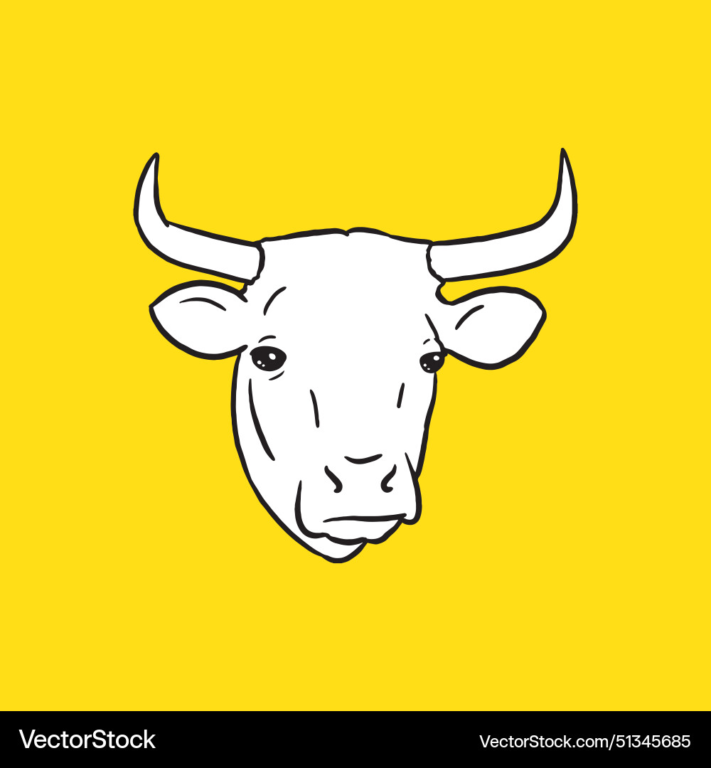 Cow head from front sketch drawing style Vector Image