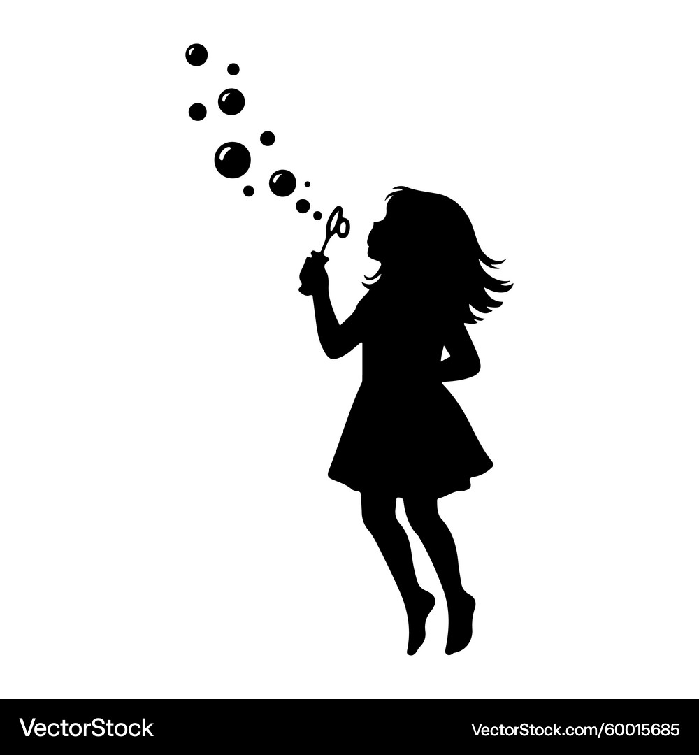 Girl Blowing Bubbles – Royalty-Free Vector | VectorStock