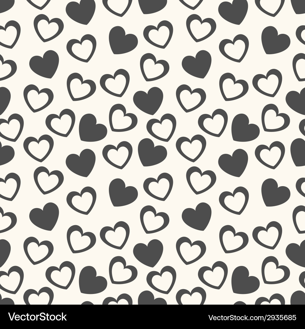 Heart shape seamless pattern black and white Vector Image