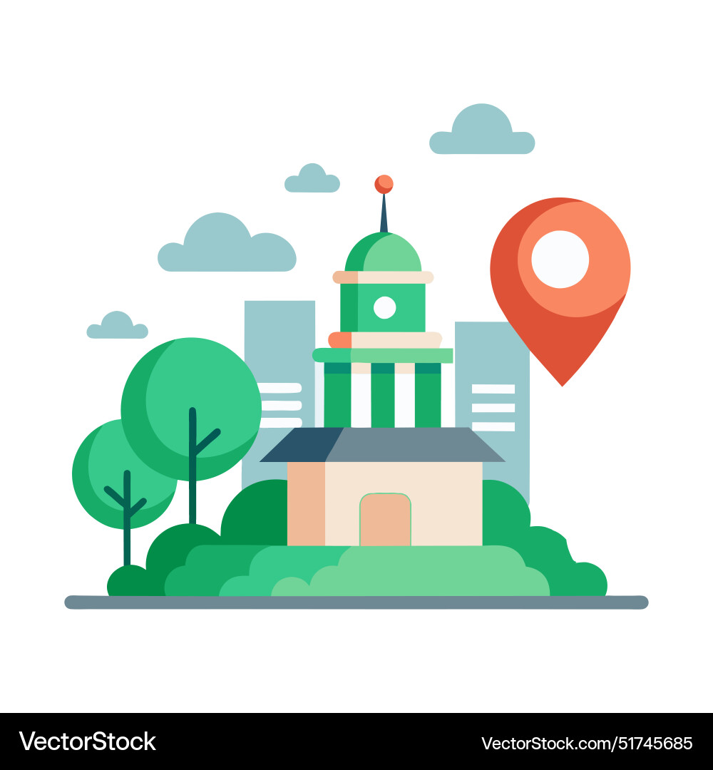 House location flat on white background Royalty Free Vector