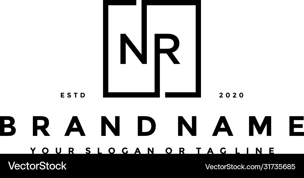 Letter nr logo design Royalty Free Vector Image