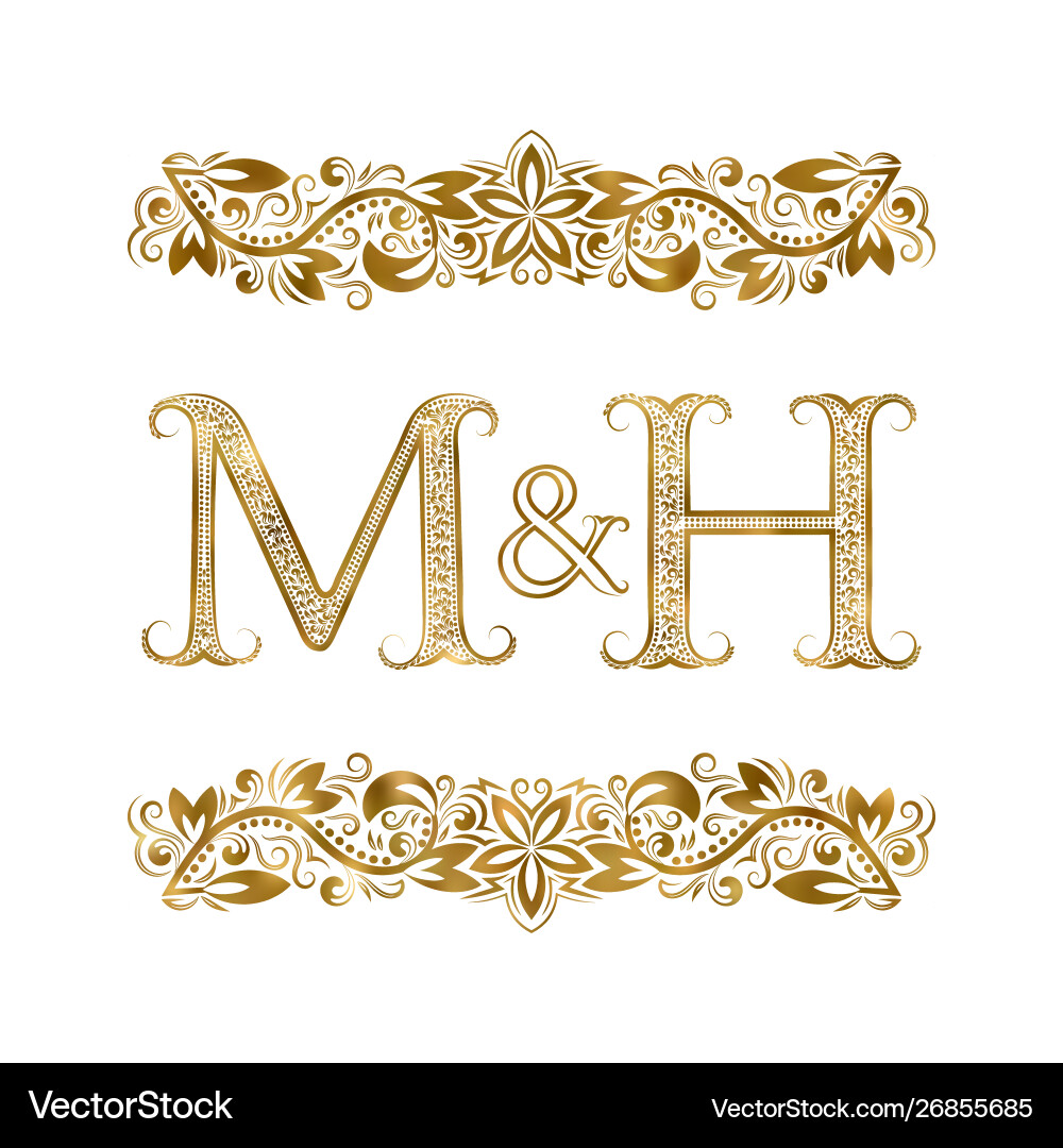 M and h vintage initials logo symbol letters Vector Image