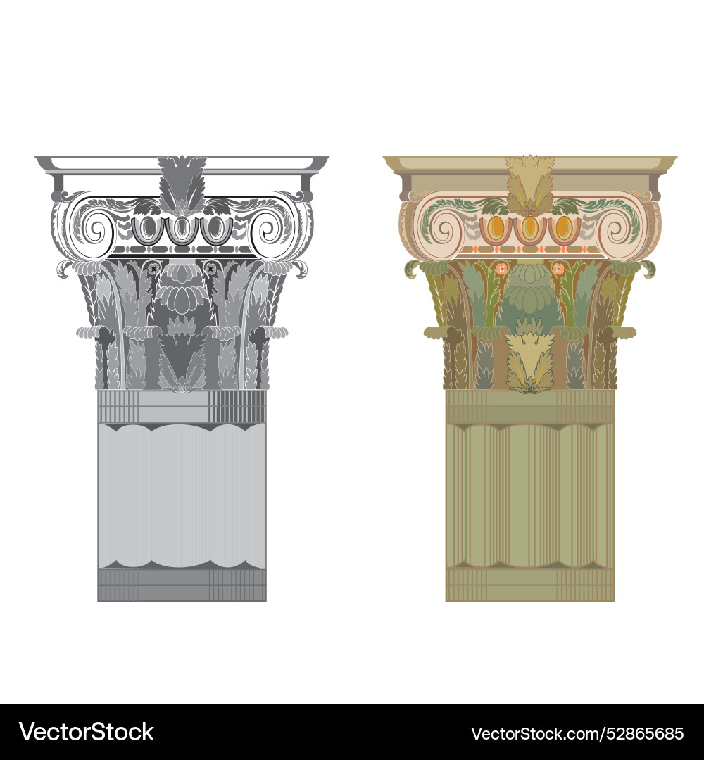 Realistic antique ionic column isolated on white Vector Image