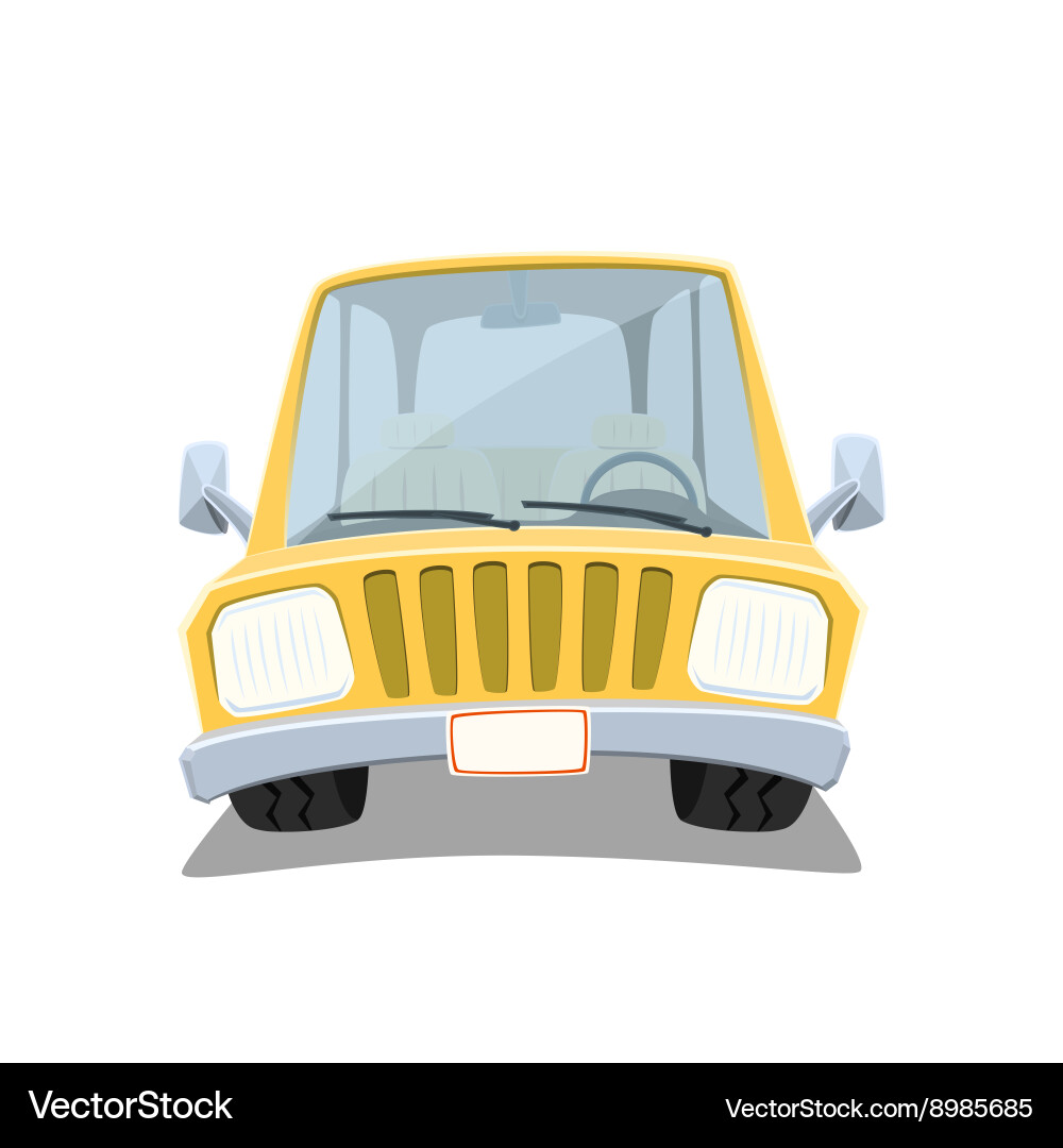 Yellow cartoon car isolated on white background Vector Image