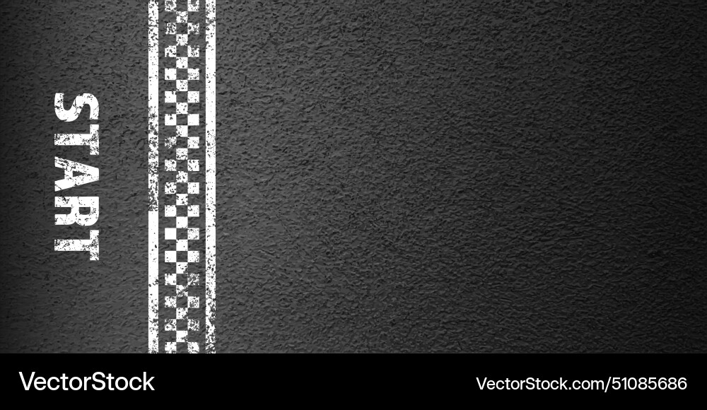 Asphalt road with white start line marking Vector Image
