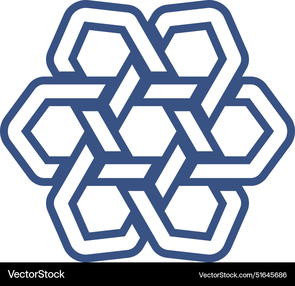 Blue interlocking hexagon pattern symbol geometric