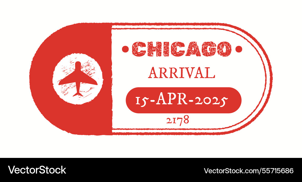 Chicago arrival stamp with airplane icon Vector Image