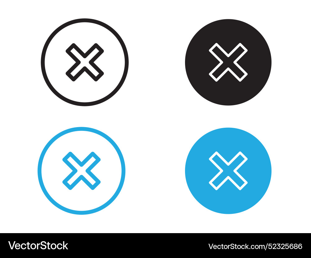 Close button icon black and white outline sign Vector Image