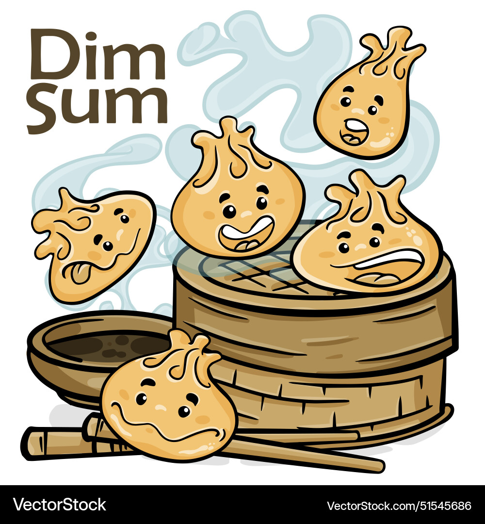 Dim sum funnny cartoon character isolated Vector Image