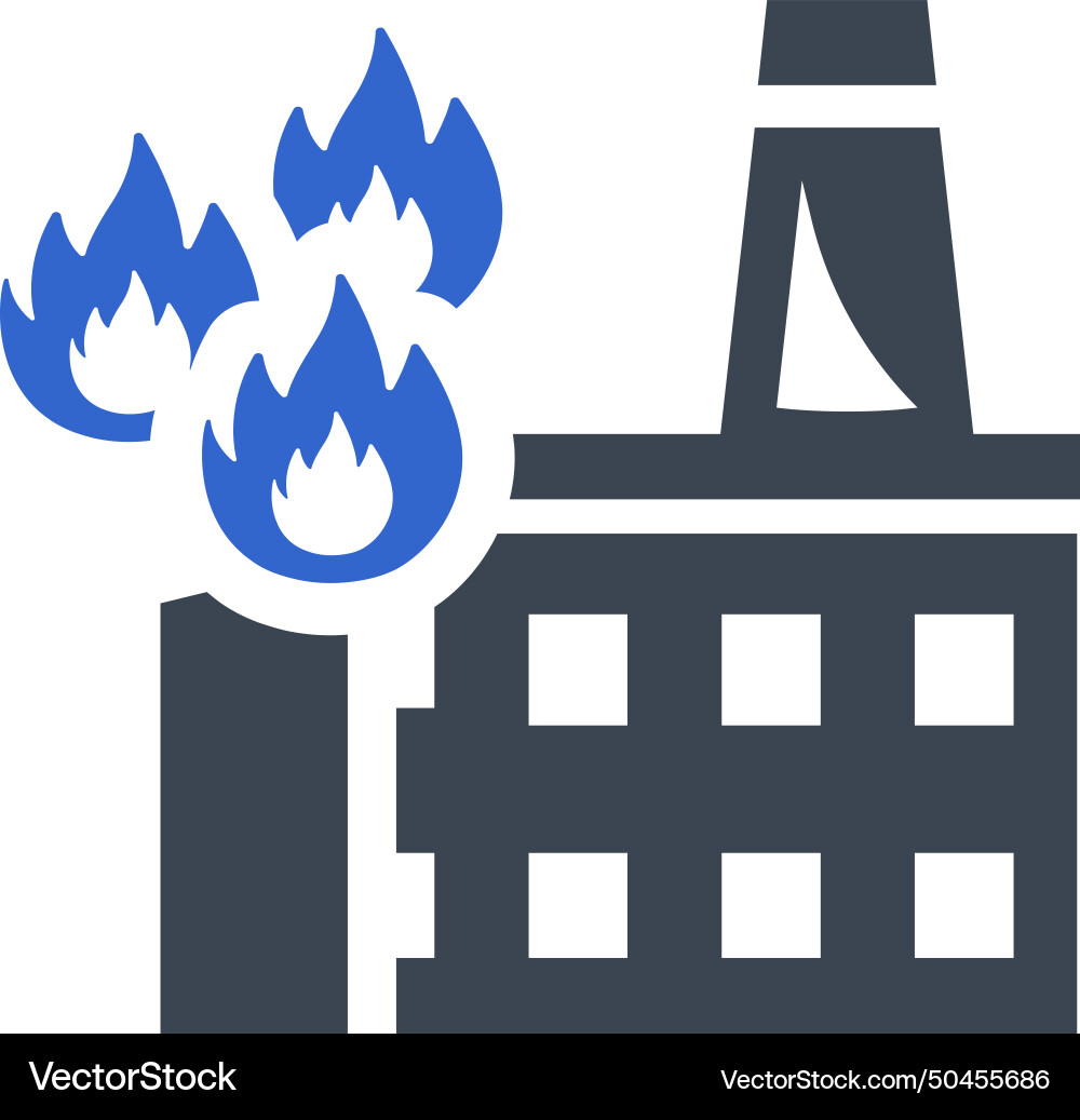 Factory fire accident icon Royalty Free Vector Image