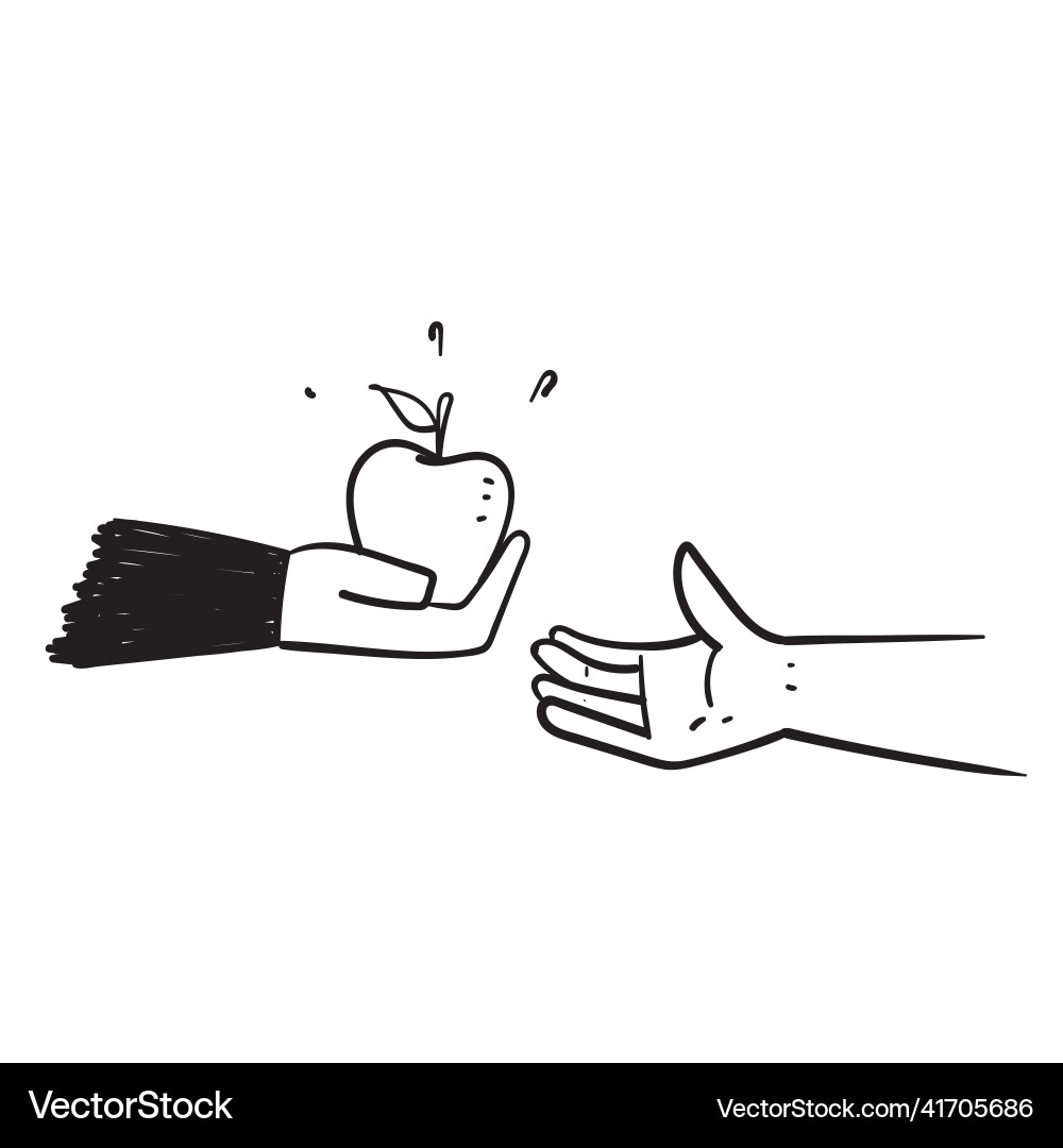 Hand drawn doodle hands giving and receiving Vector Image