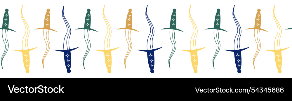 Horizontal border set magic and heavens seamless Vector Image