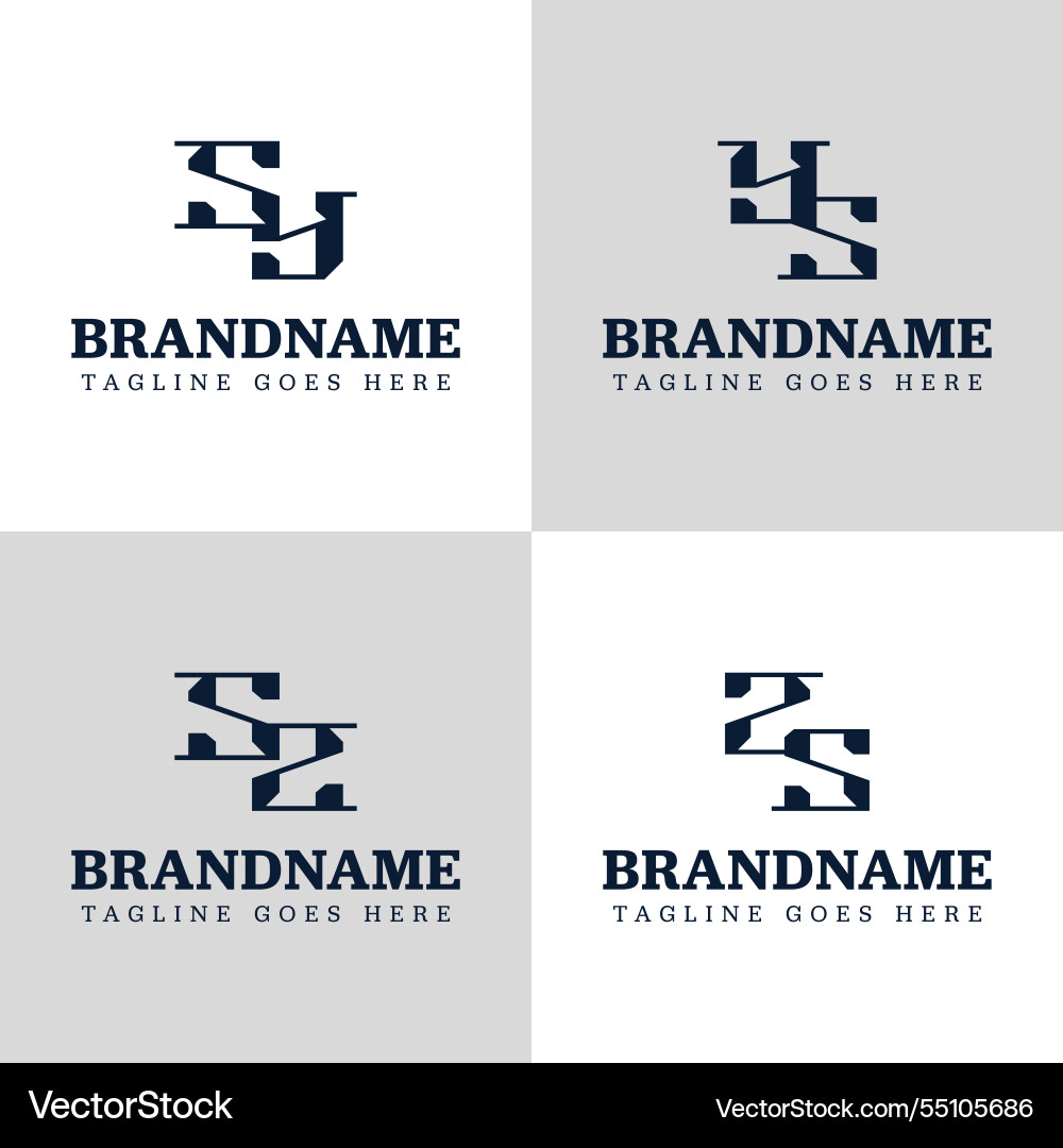 Letters sy ys sz zs monogram logo set Royalty Free Vector