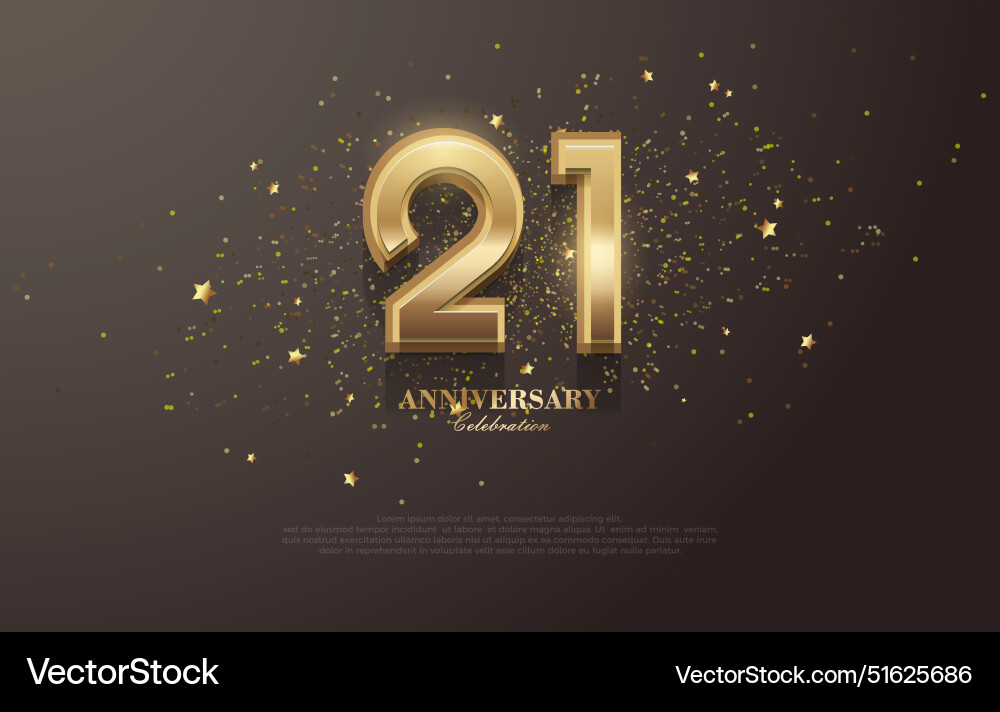 Premium number 21 design with magnificent gold Vector Image