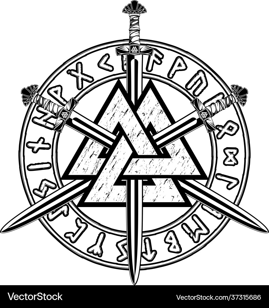 Viking Triskel Sword Symbol Royalty Free Vector Image