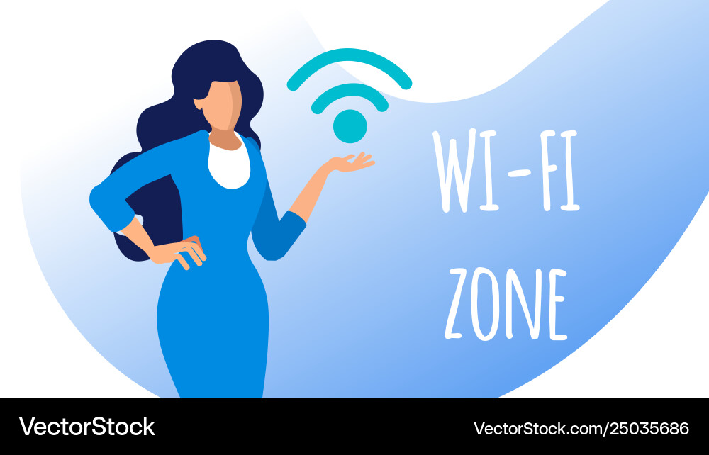 Wifi zone public access area flat banner concept Vector Image