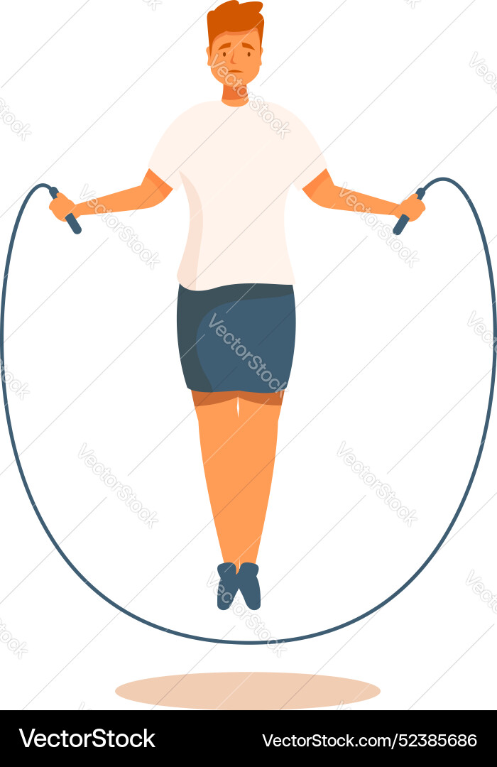 Young man jumping rope exercising with jump Vector Image