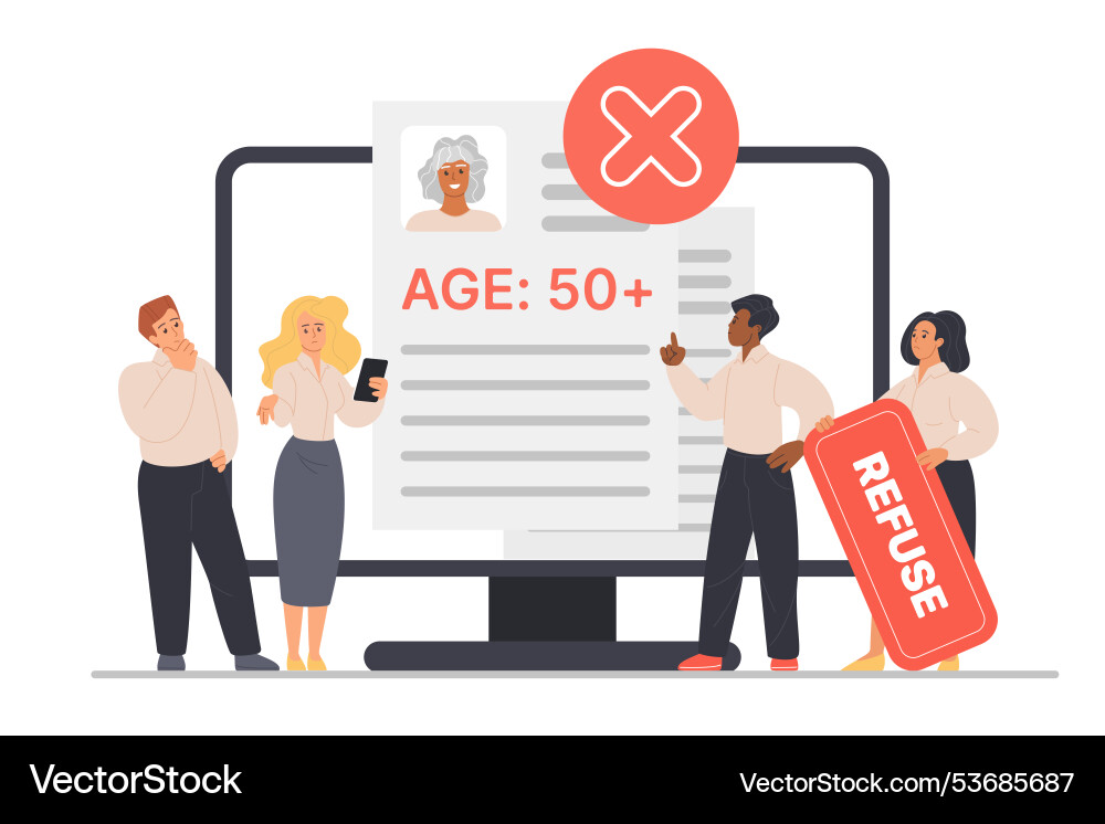 Ageism and inequality discrimination against Vector Image