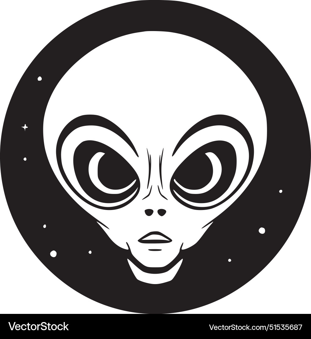 Alien - black and white Royalty Free Vector Image