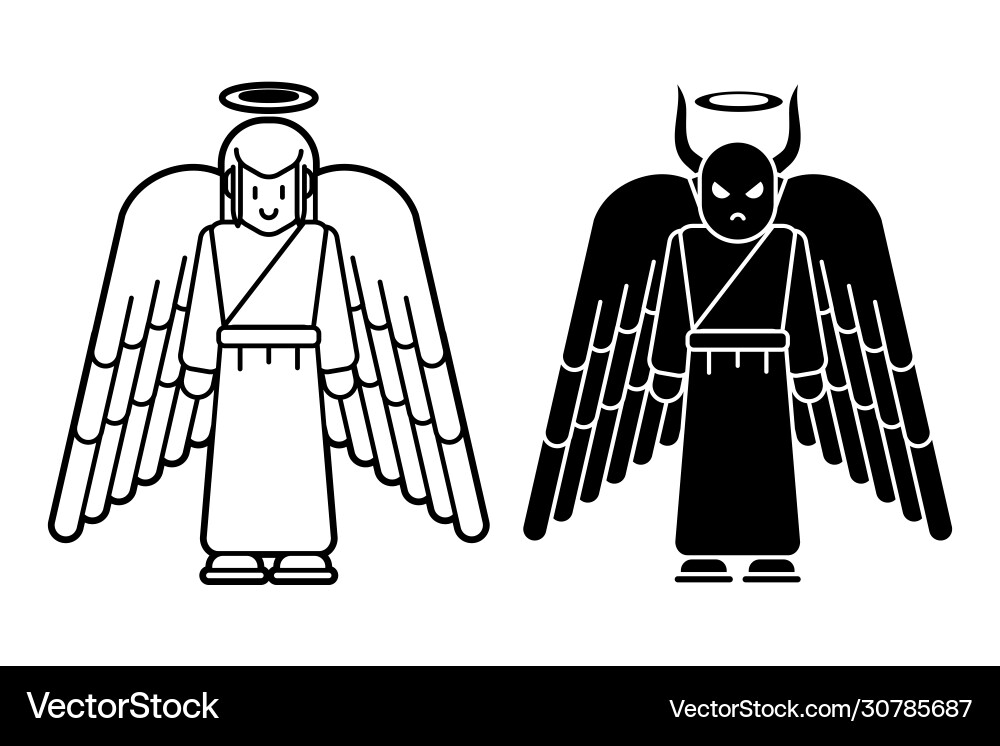 Angel and devil icon cartoon graphic Royalty Free Vector