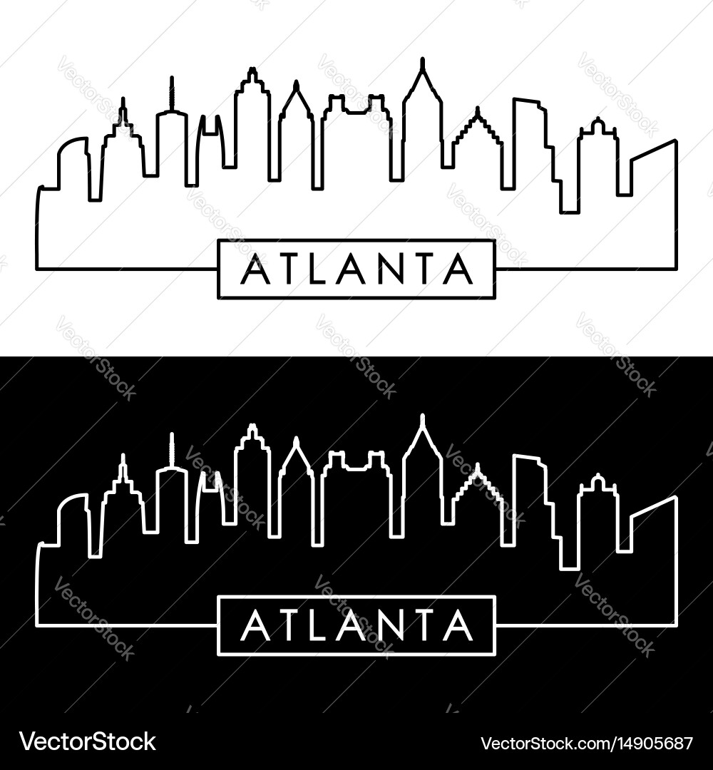 Atlanta Skyline Linear Art Royalty Free Vector Image