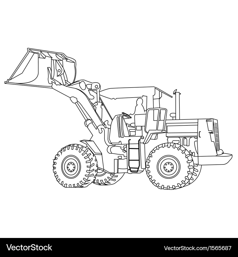 Backhoe Loader Outline Royalty Free Vector Image