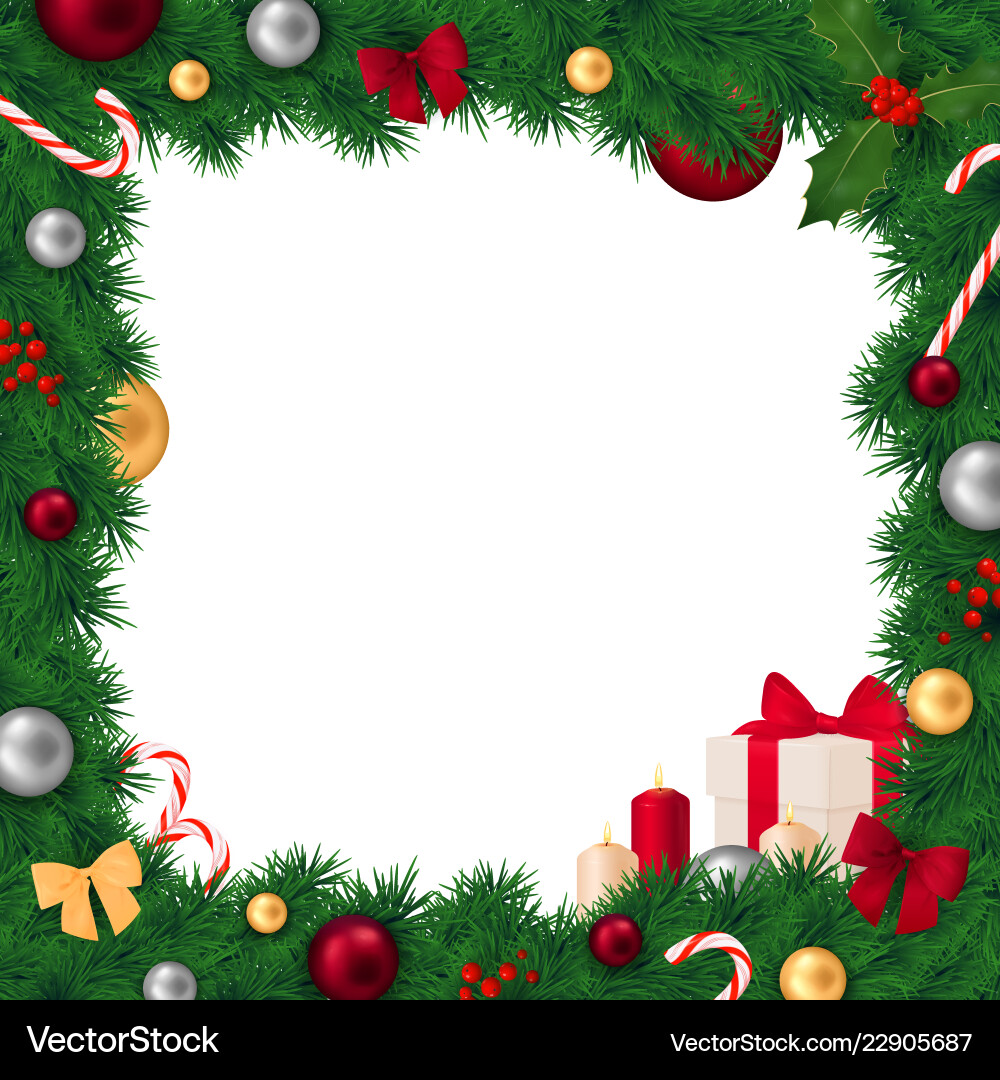 Christmas frame realistic composition Royalty Free Vector
