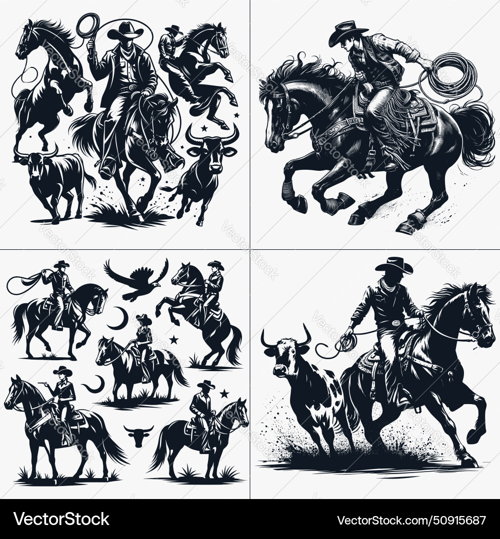Cowboy and cowgirl bundle file Royalty Free Vector Image