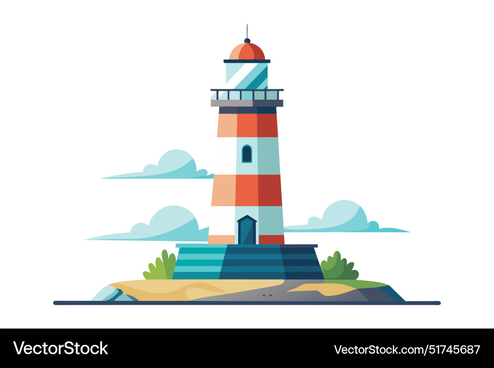 Lighthouse flat on white background Royalty Free Vector