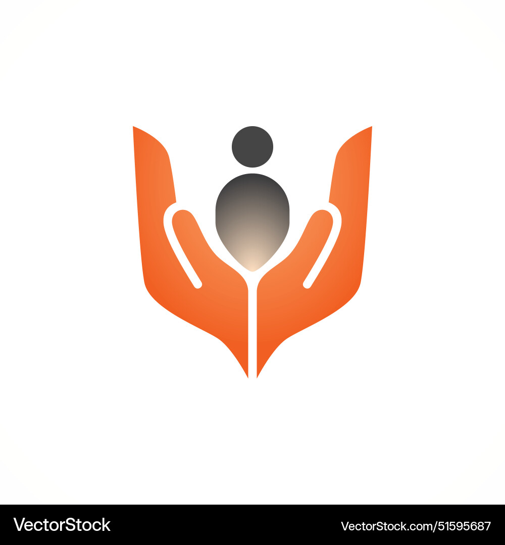 Logo of hands with person Royalty Free Vector Image