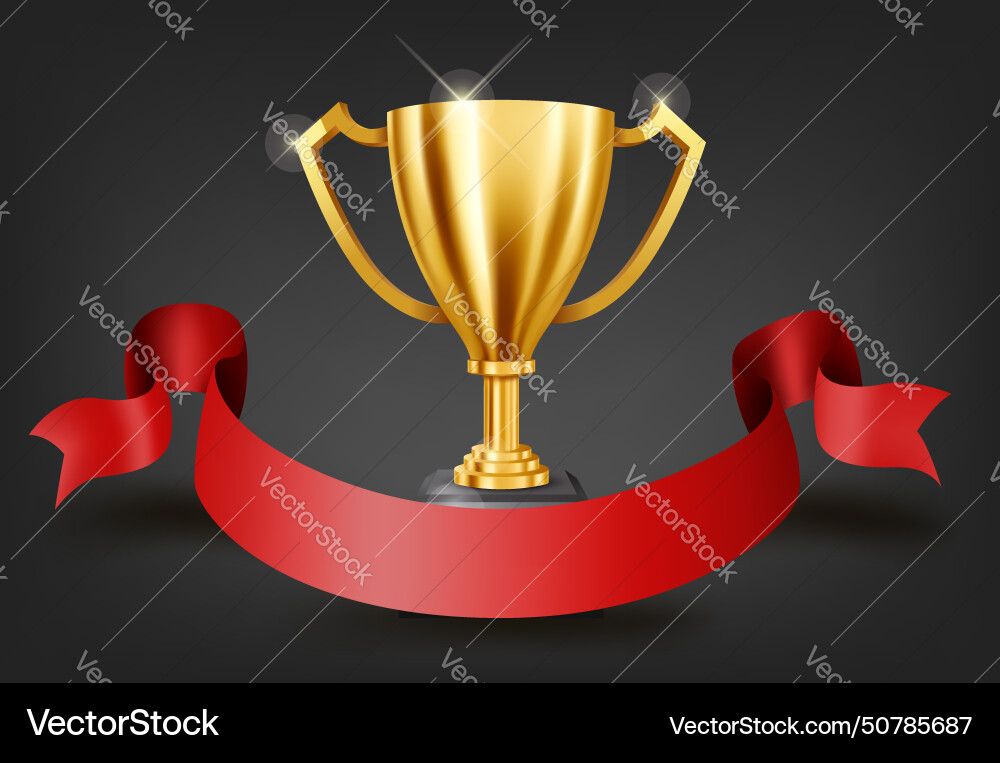 Realistic golden trophy with text space on red Vector Image