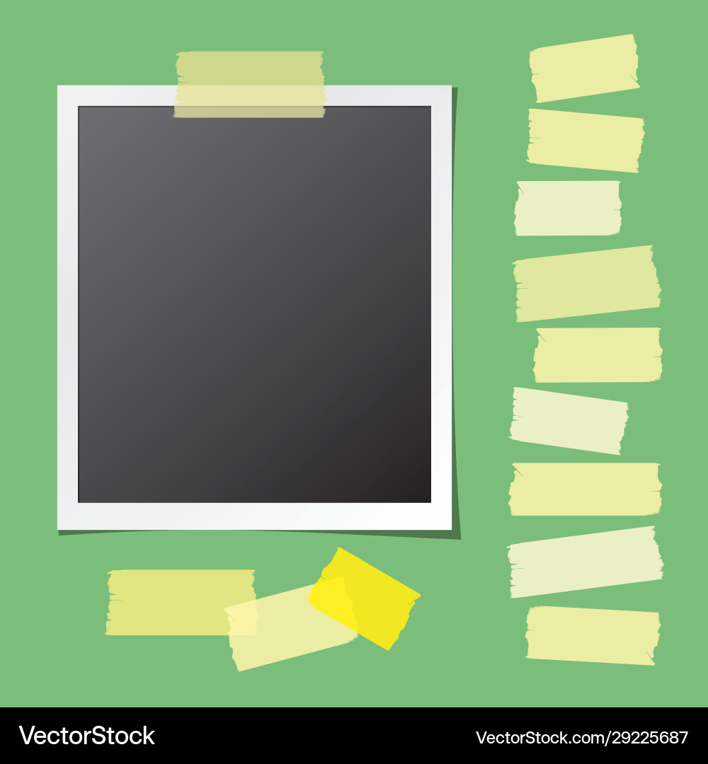 Realistic photo frame with collection sticky Vector Image