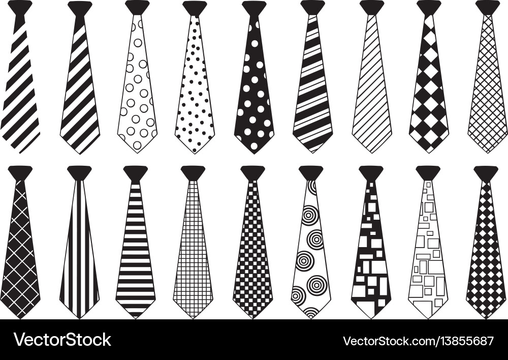 Set of ties with different patterns Royalty Free Vector