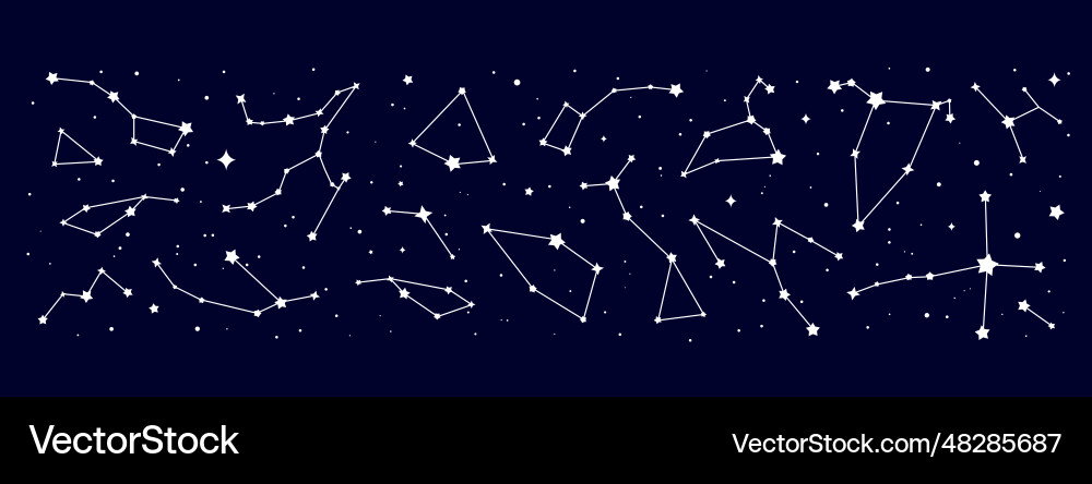 Star constellation border night sky map astrology Vector Image
