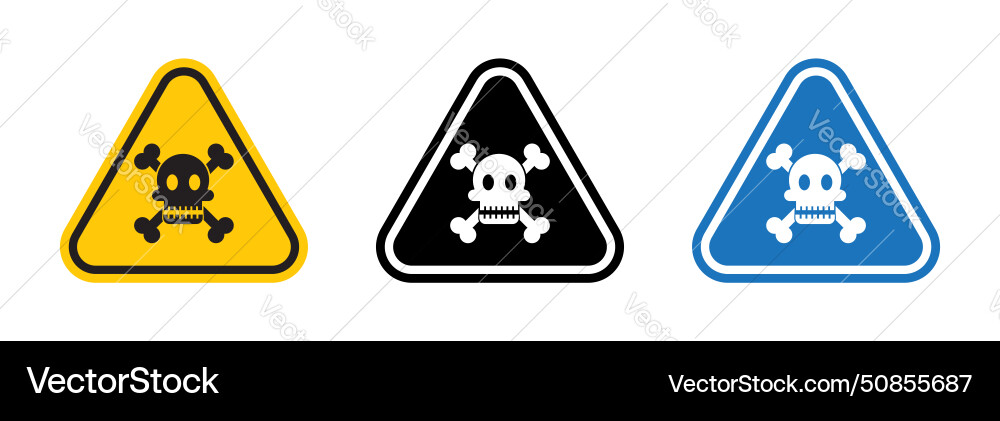 Toxic sign icon set danger caution poison Vector Image